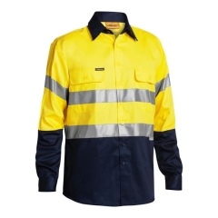 Bisley - Taped Hi Vis Drill Shirt - Yellow/Navy | Site Ware Direct ...